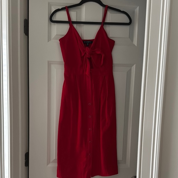 one clothing | Dresses | Red Buttondown Dress With Bow Detail | Poshmark